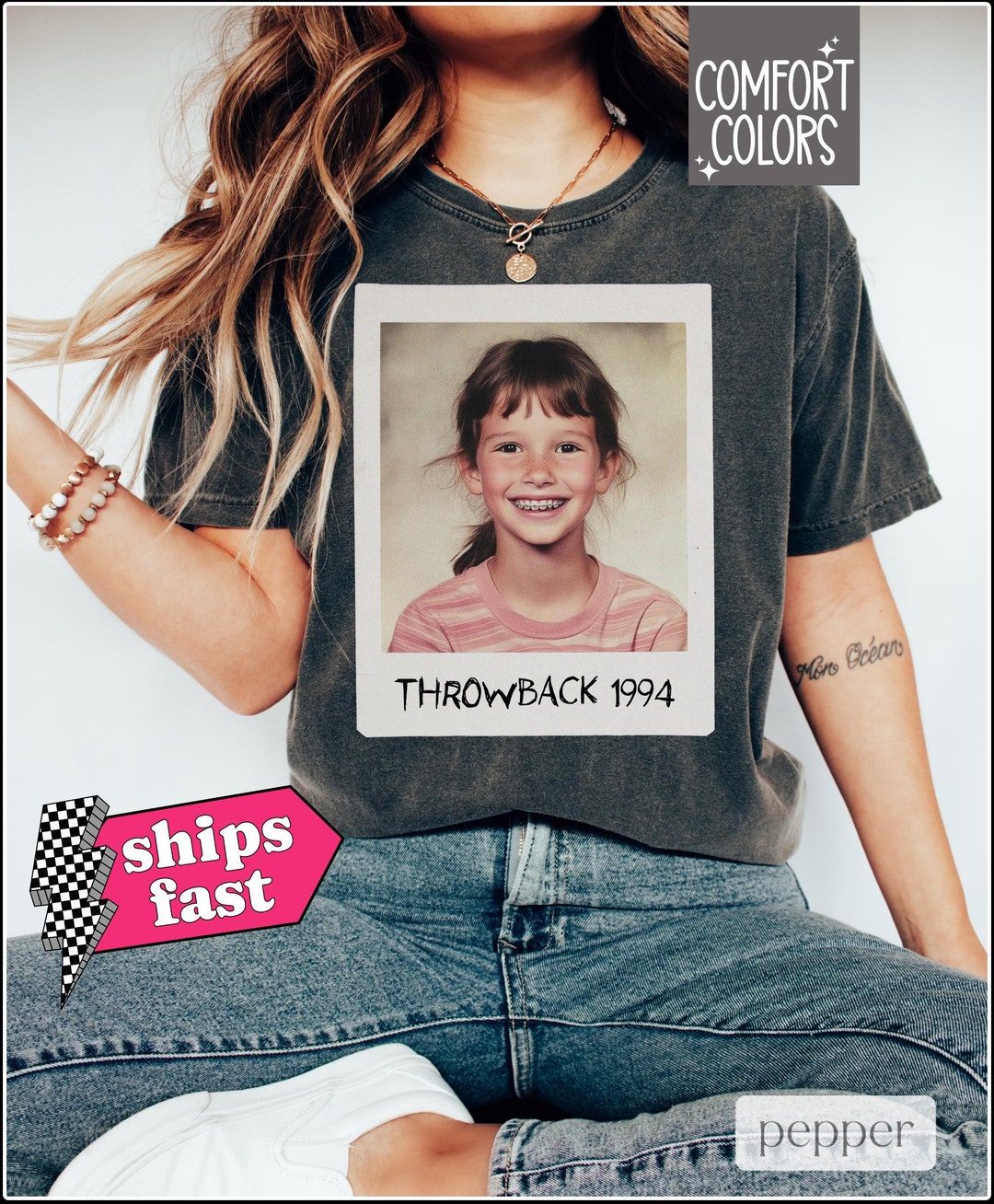 Custom Vintage Photo and Year Comfort Colors Shirt, Personalized ...