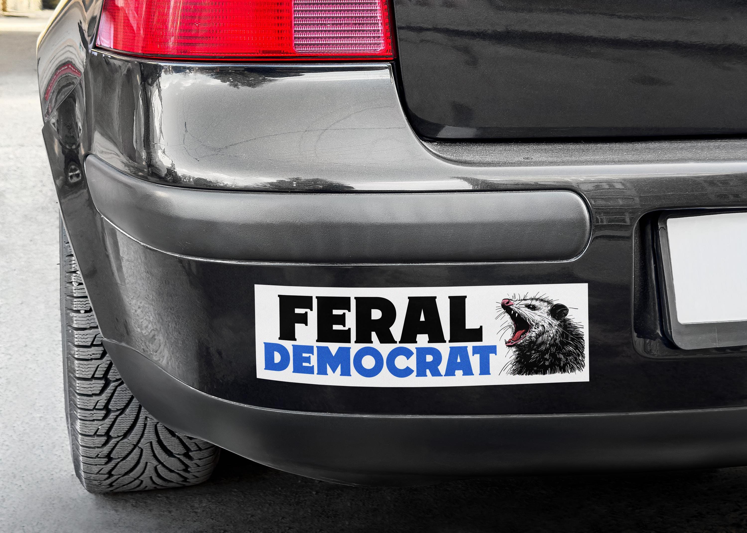Feral Democrat Possum Bumper Sticker, Vote Blue Election Politics ...