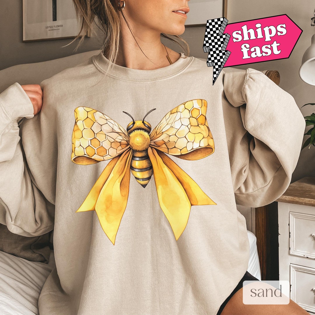 Bumblebee Coquette Bow Watercolor Sweatshirt, Queen Bee Gift, Honey Bee ...