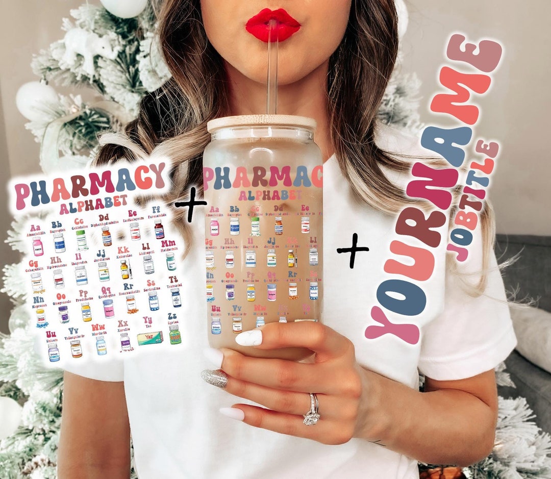 Custom Pharmacy Alphabet Iced Coffee Cup, Pharmacist Technician ...