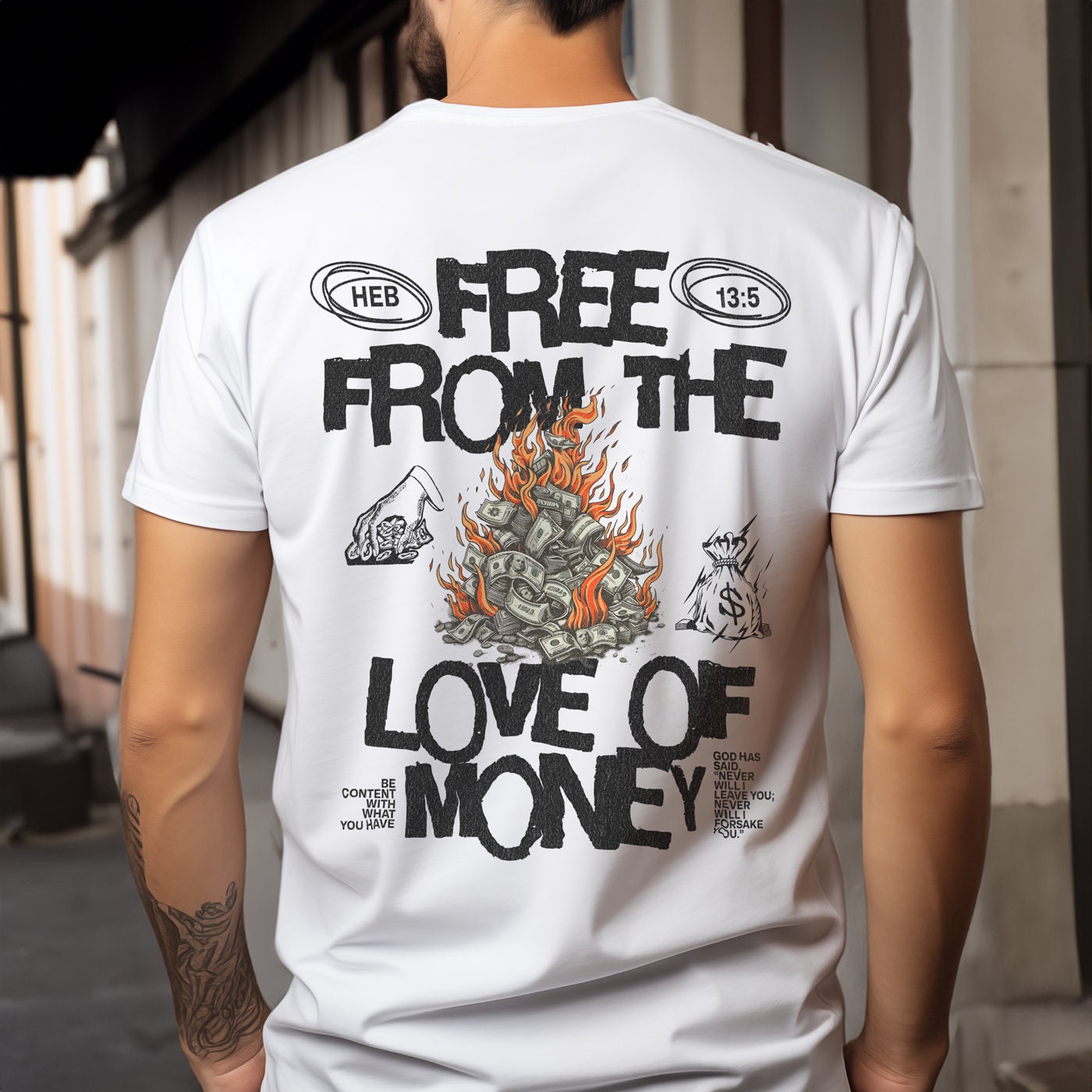 Free From the Love of Money Christian Streetwear Tshirt, Greed Bible ...