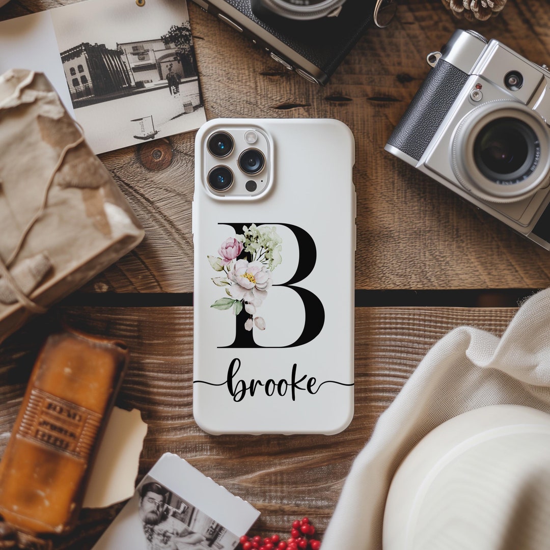 Personalized Large Floral Initial Phone Case for iPhone Pro Max Pixel ...