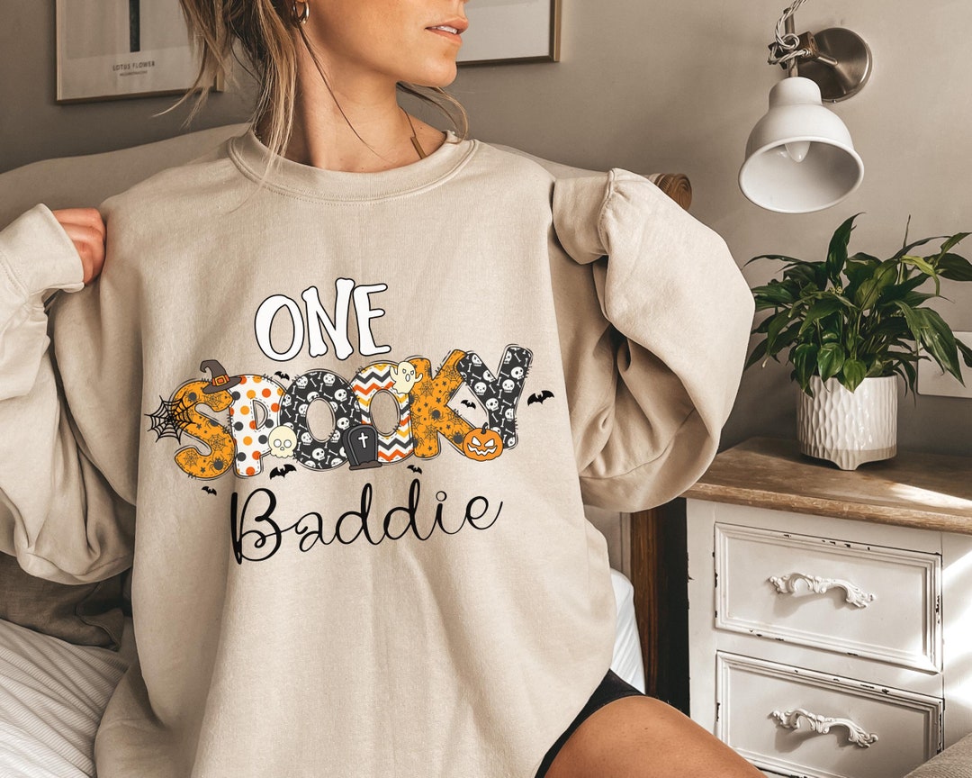 One Spooky Baddie, Spooky Season Sweatshirt, Halloween Ghost, Pumpkin ...