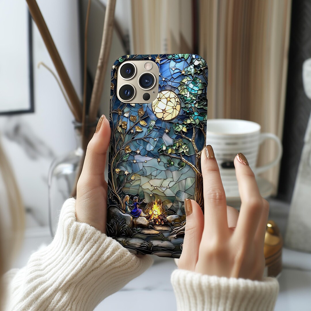 Stained Glass Boho Hippy Campfire Tough Phone Case for iPhone Galaxy ...