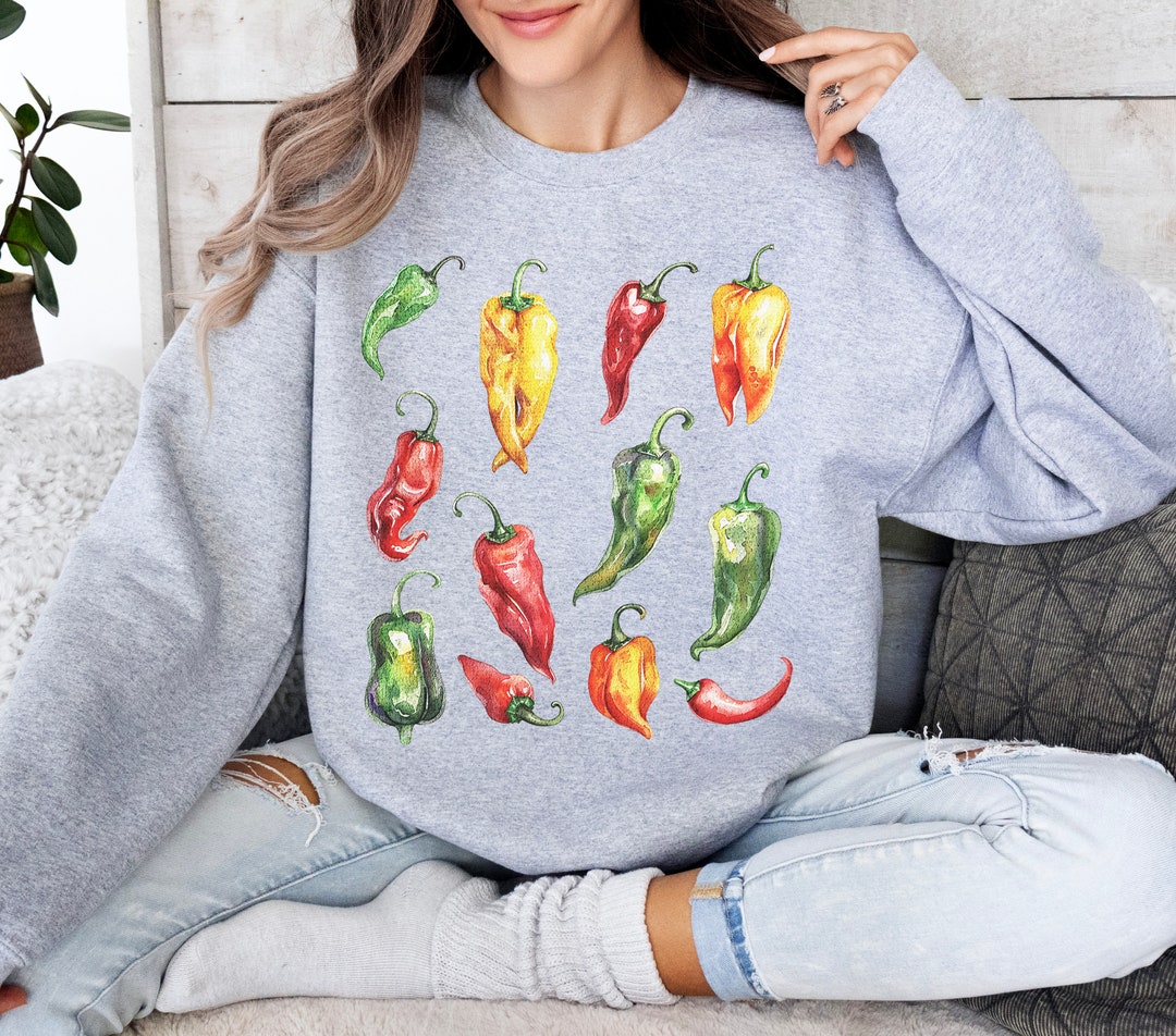 Pepper Lover Sweatshirt, Vintage Watercolor Peppers Sweater, Spice ...