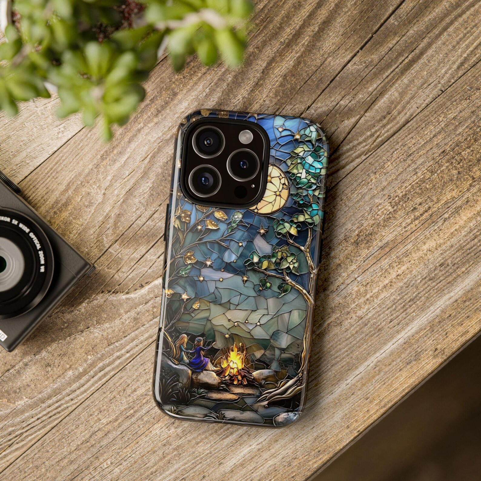 Stained Glass Boho Hippy Campfire Tough Phone Case for iPhone Galaxy ...