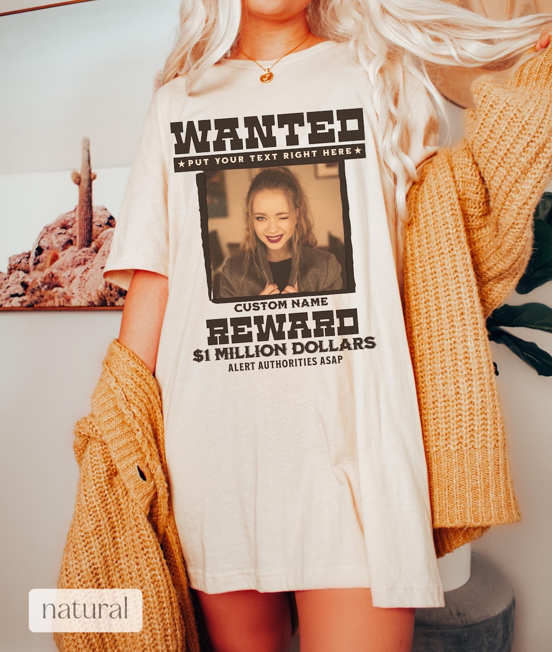 Custom Wanted Poster With Photo Tshirt, Portrait in Wanted Poster ...