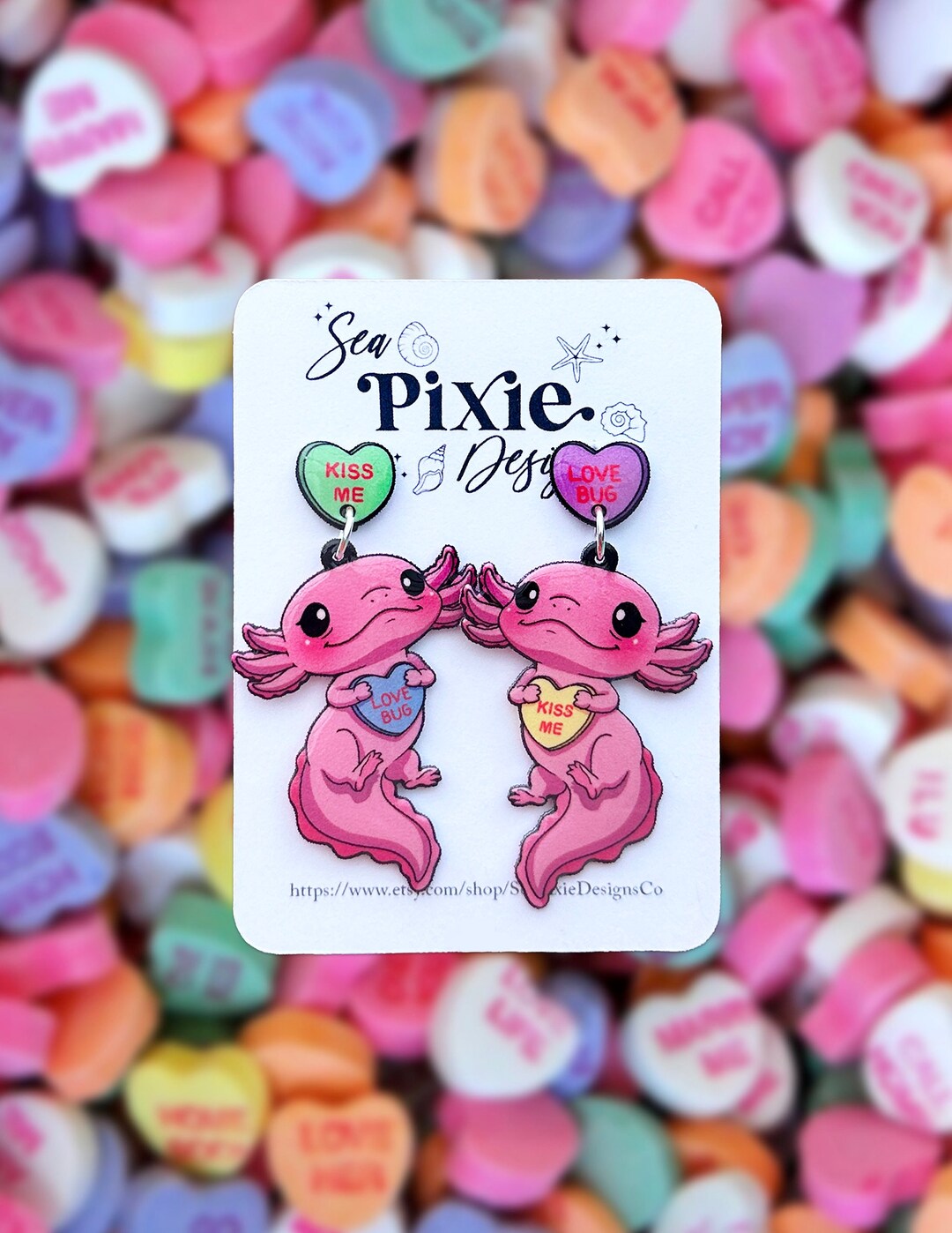 Rosa Süße Axolotl Candy Herz Leichte Nickelfreie Harz & Schrumpfplastik ...