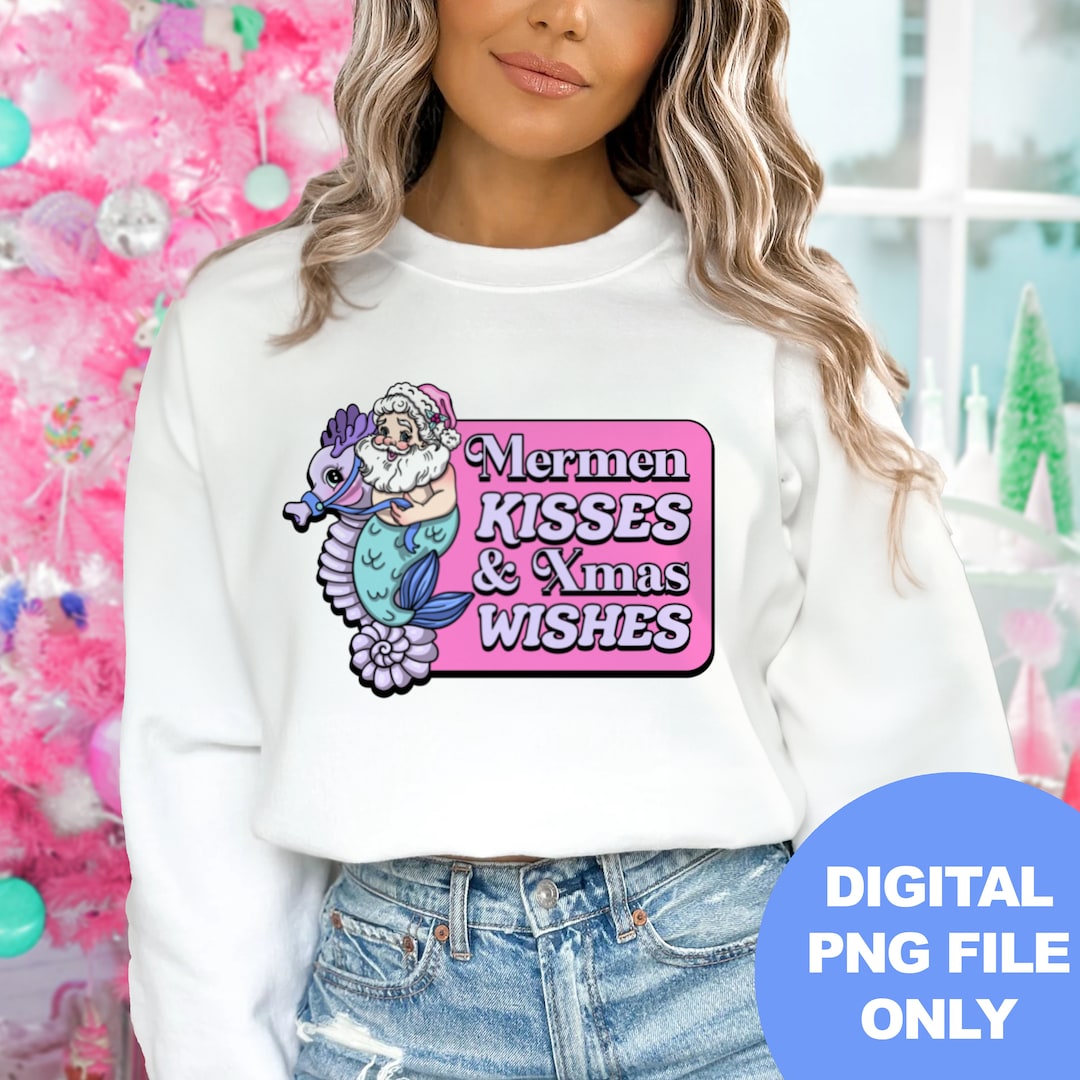 PNG Design Instant Download Vintage Santa Mermaid Merman Seahorse ...