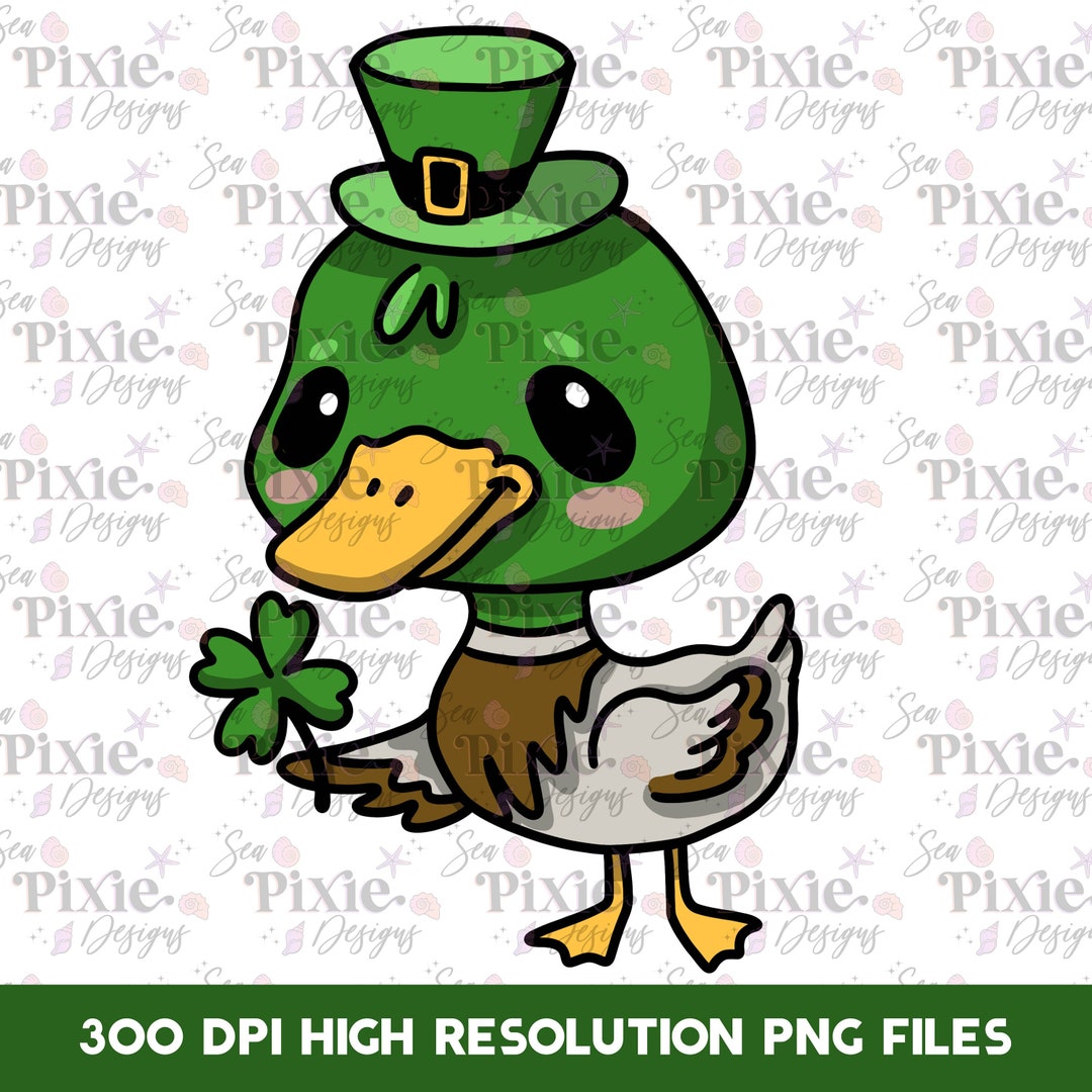 Lucky Duck Saint Patrick's Day Shamrock Digital PNG File High ...