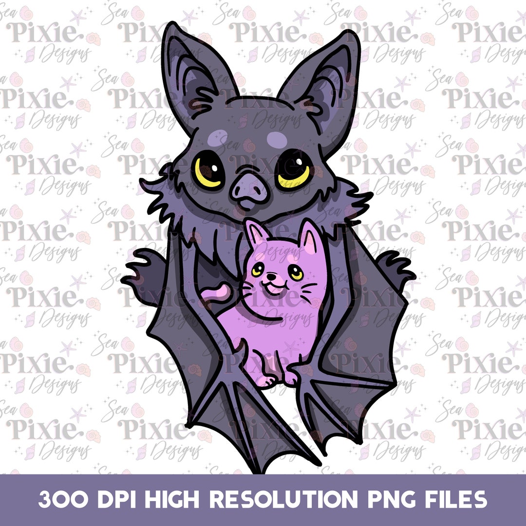 Cute Bat & Cat PNG File Digital Instant Download Transparent Background ...