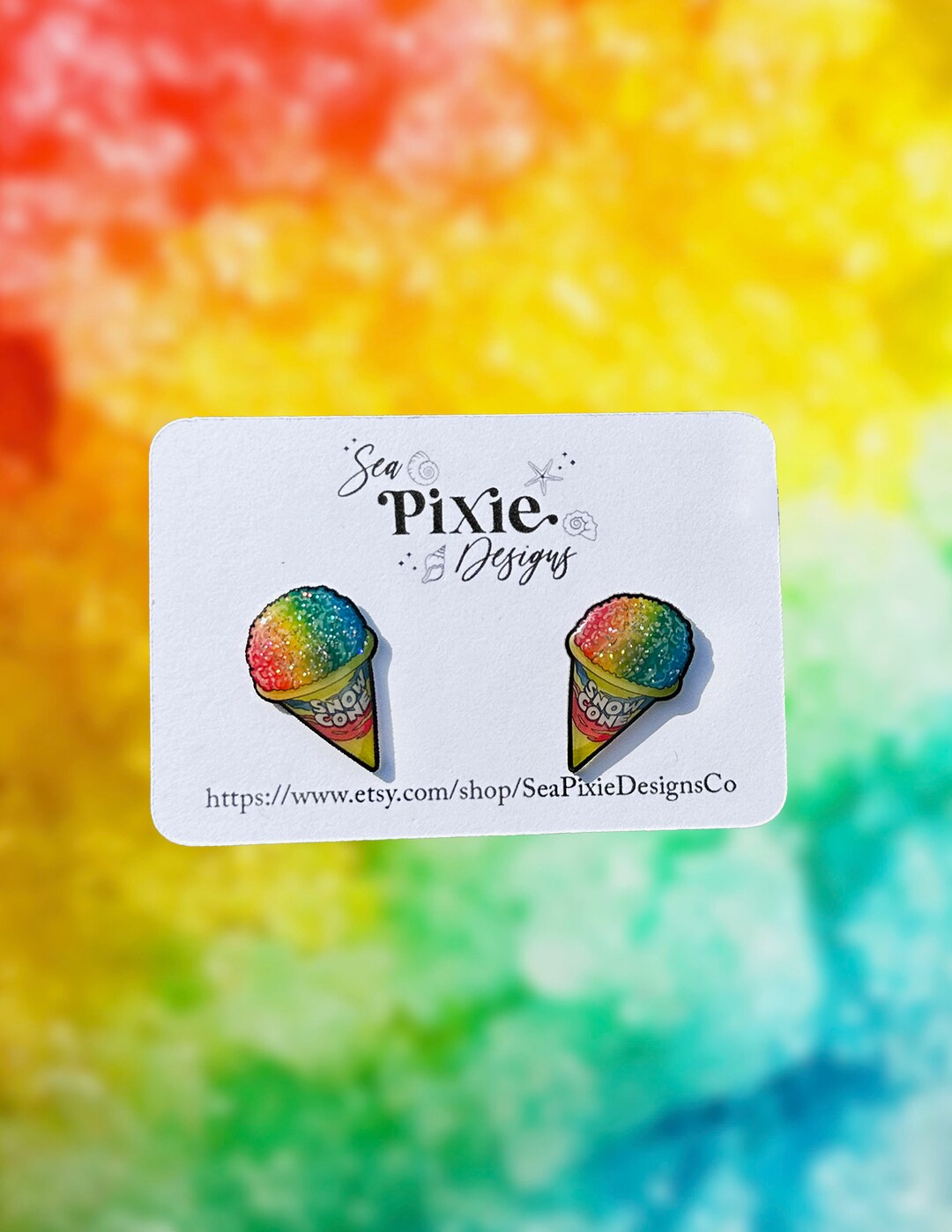 Snow Cone Glitter Rainbow Shrink Plastic Stud Earrings - Etsy