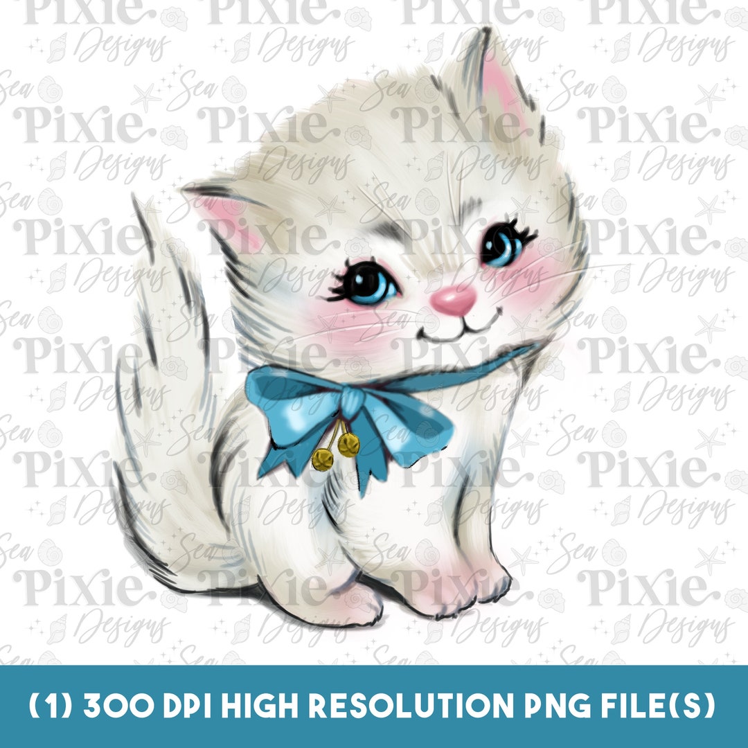 PNG Design Instant Download Vintage Cat Kitten Cute Animal Transparent ...