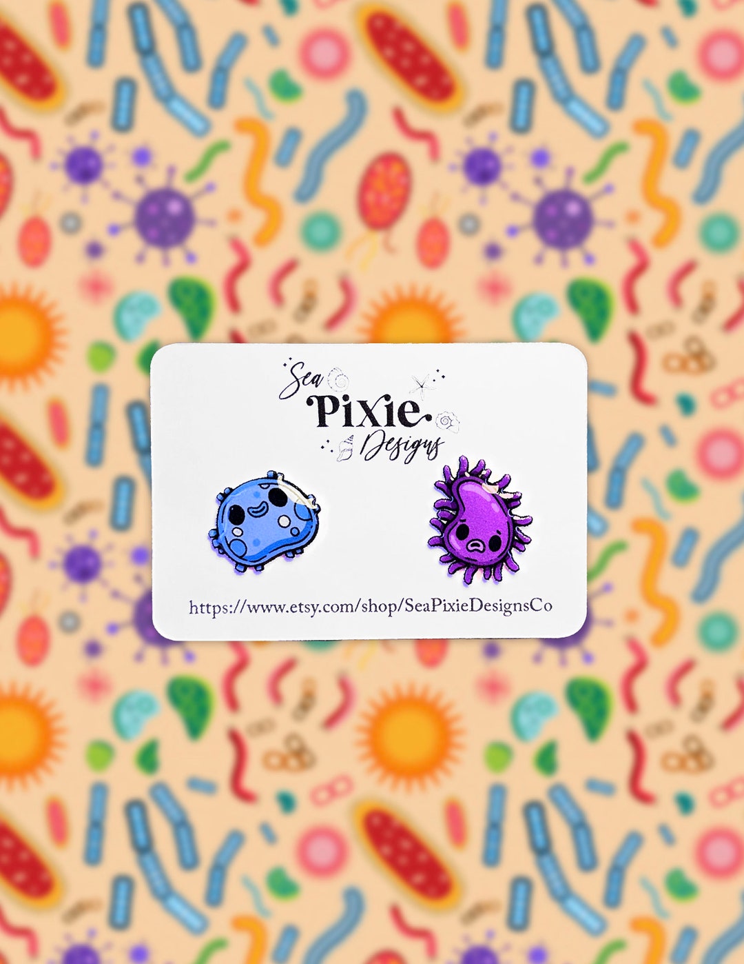 Scientist Germ Cell Bacteria Cute Science Earrings Shrink Plastic Resin ...