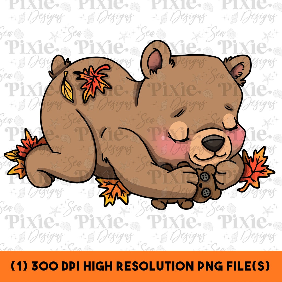 Sleeping Fall Bear Instant Download High Resolution PNG Digital File - Etsy