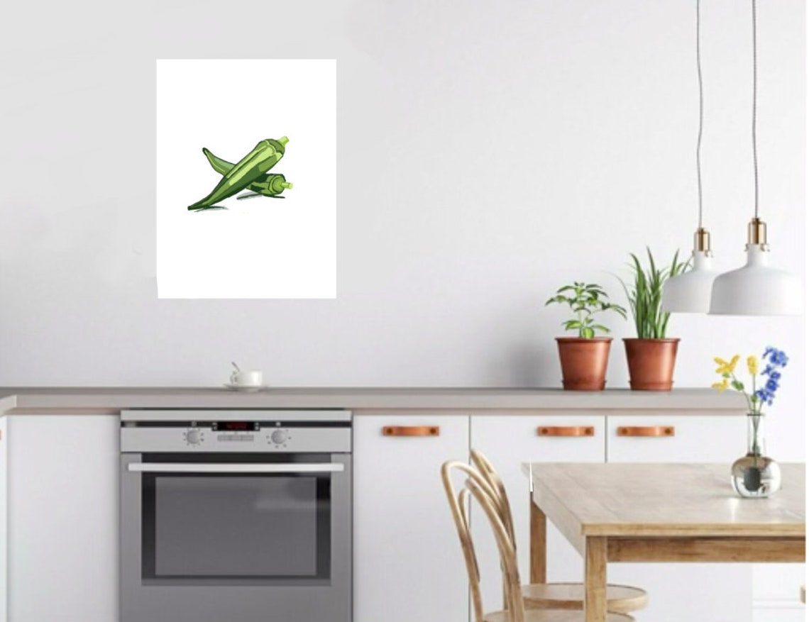 Okra Vegetable Print Kitchen Wall Art Wall Decor Digital Art Home Decor ...