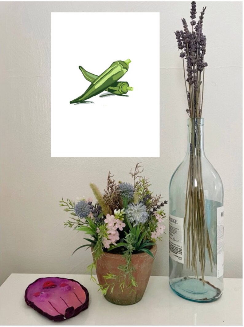 Okra Vegetable Print Kitchen Wall Art Wall Decor Digital Art Home Decor ...