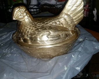Brass Hen on Nest - Etsy