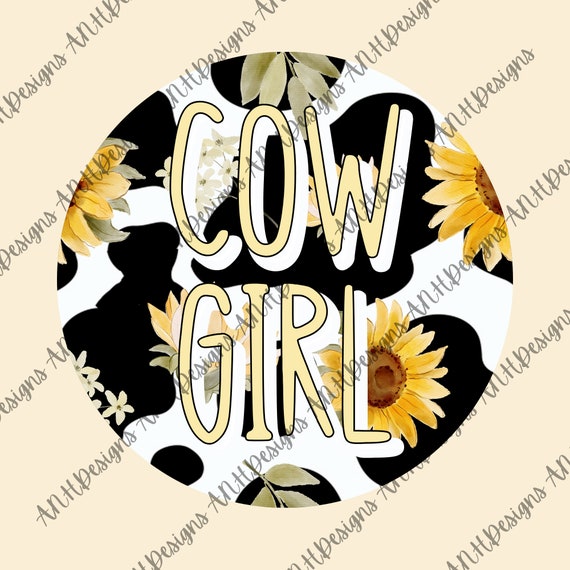 Cowgirl Sunflower and Cow Print Digital Design Digital - Etsy