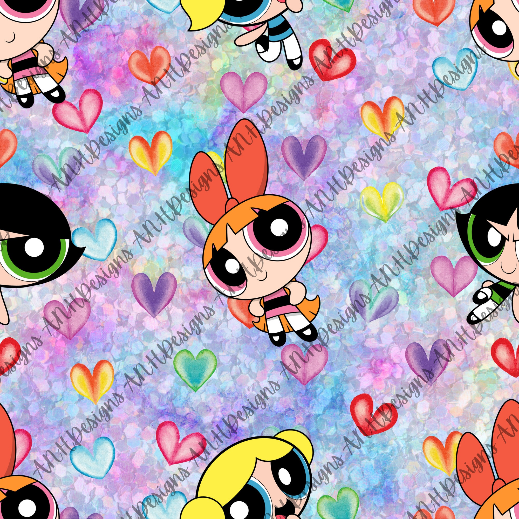 Power Puff Seamless | Digital Design | Rainbow Sublimation | Png File ...