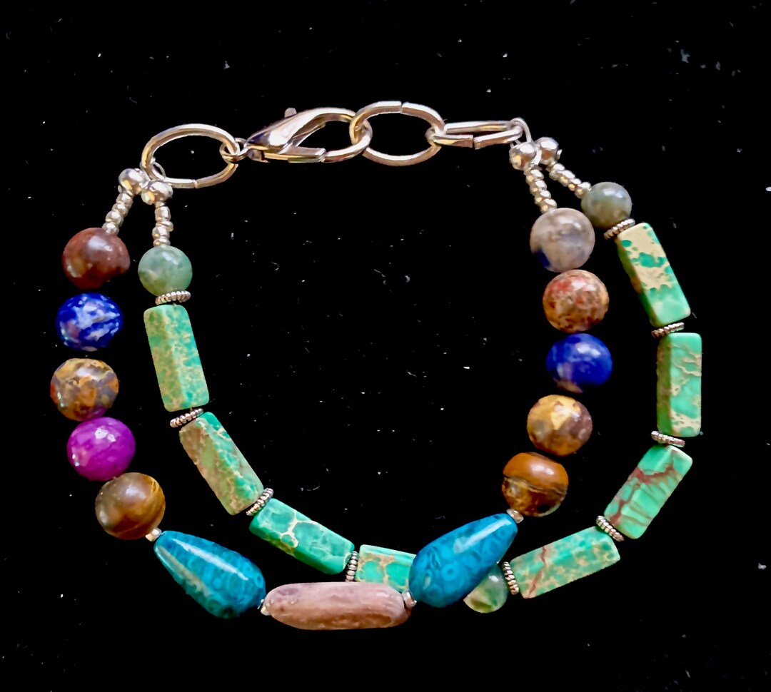 Two Strand Handmade Natural Stone Bracelet - Etsy