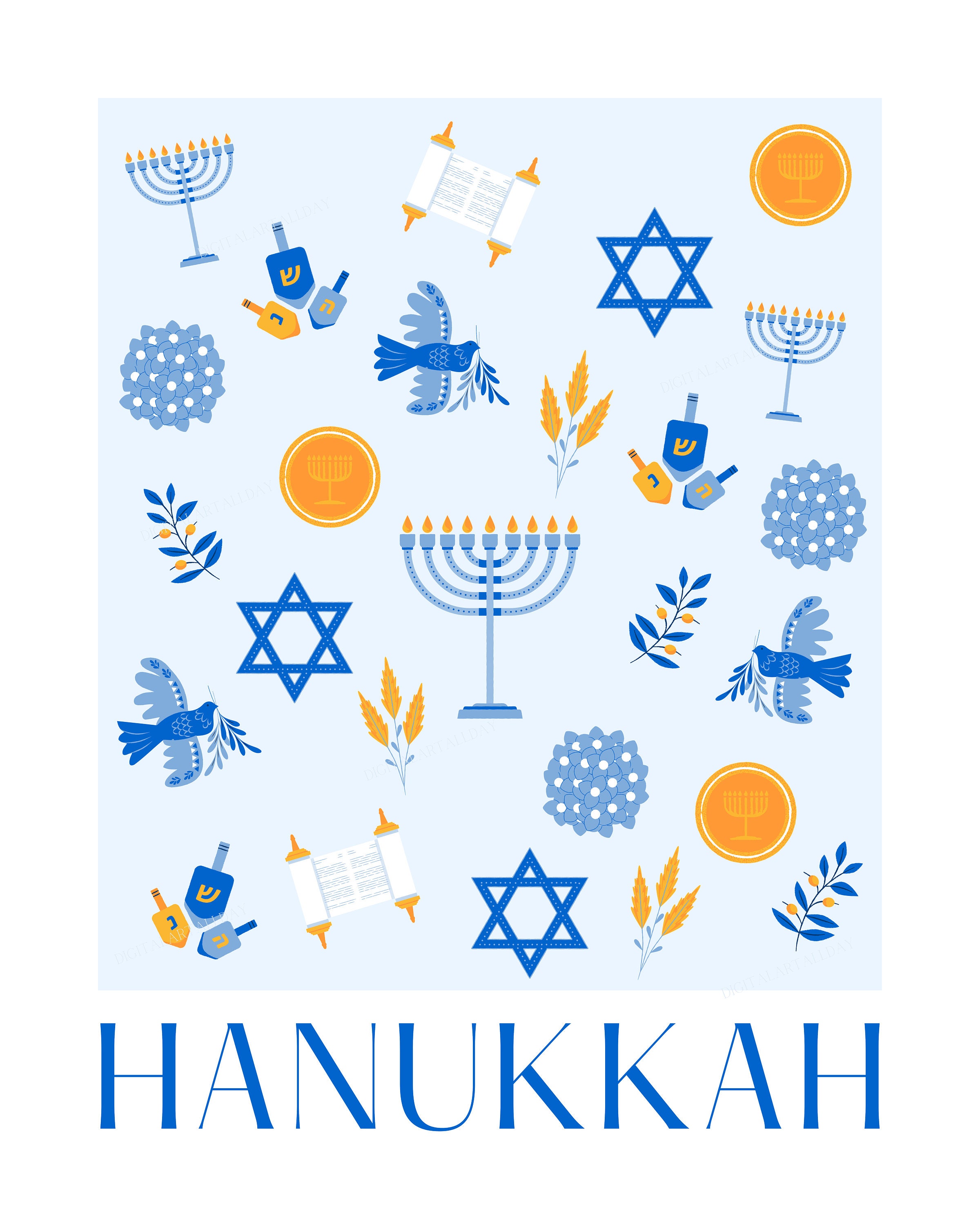 Modern Hanukkah Wall Art | Hanukkah Poster | Hanukkah Print | Simple ...
