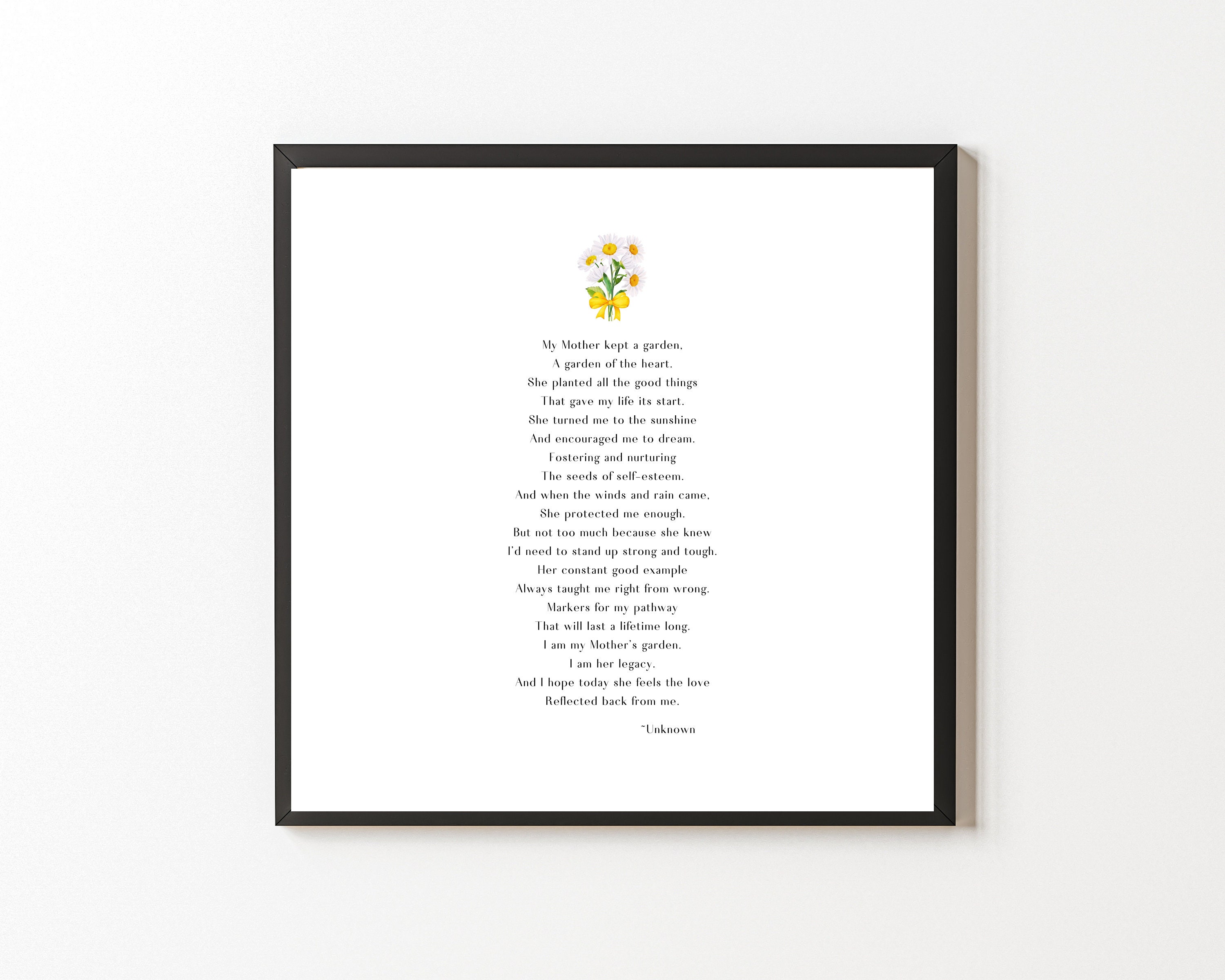 Mother's Day Poem W/ Birth Month Flower, April Daisy, Flower & Poem ...
