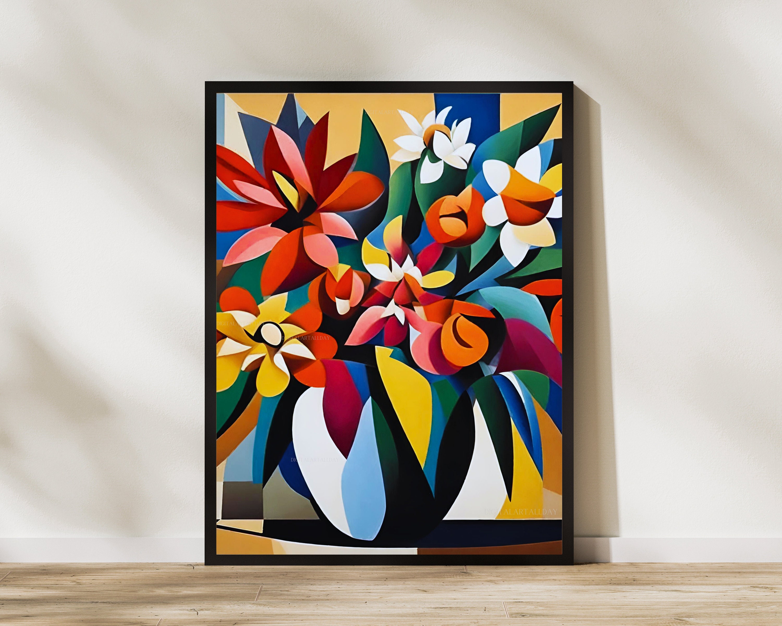 Cubism Wall Art | Cubist Flowers Wall Printable | Picasso Style Printable | Cubist Flowers ...