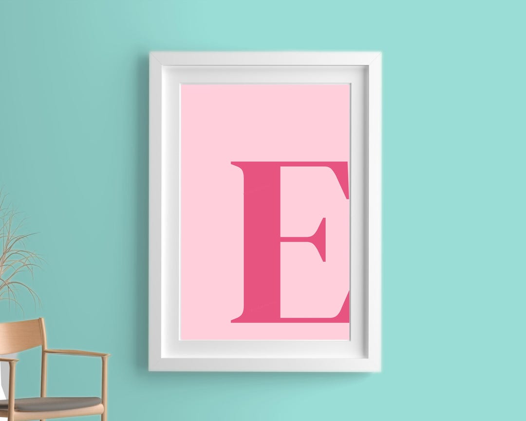 Pink Letter E, Preppy Teen Room, Preppy Wall Art, Monogram Printable ...