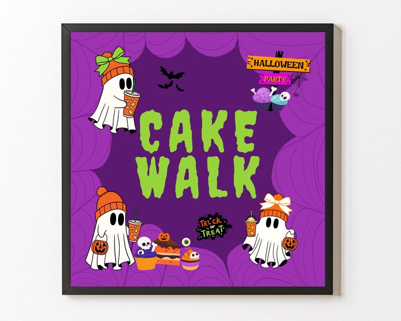 Halloween Cake Walk Poster, Halloween Carnival Signs, Halloween Poster ...