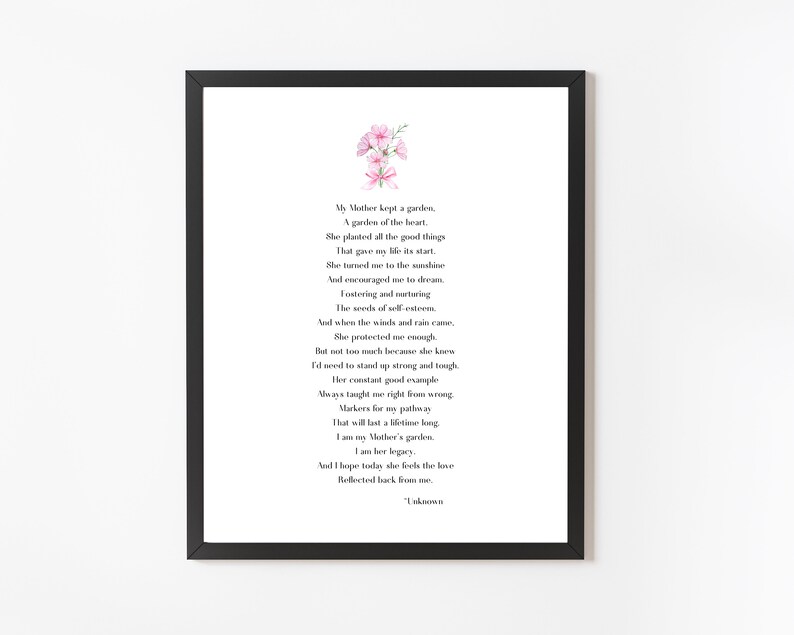 Mother's Day Poem W/ Birth Month Flower, October Cosmos, Flower & Poem ...