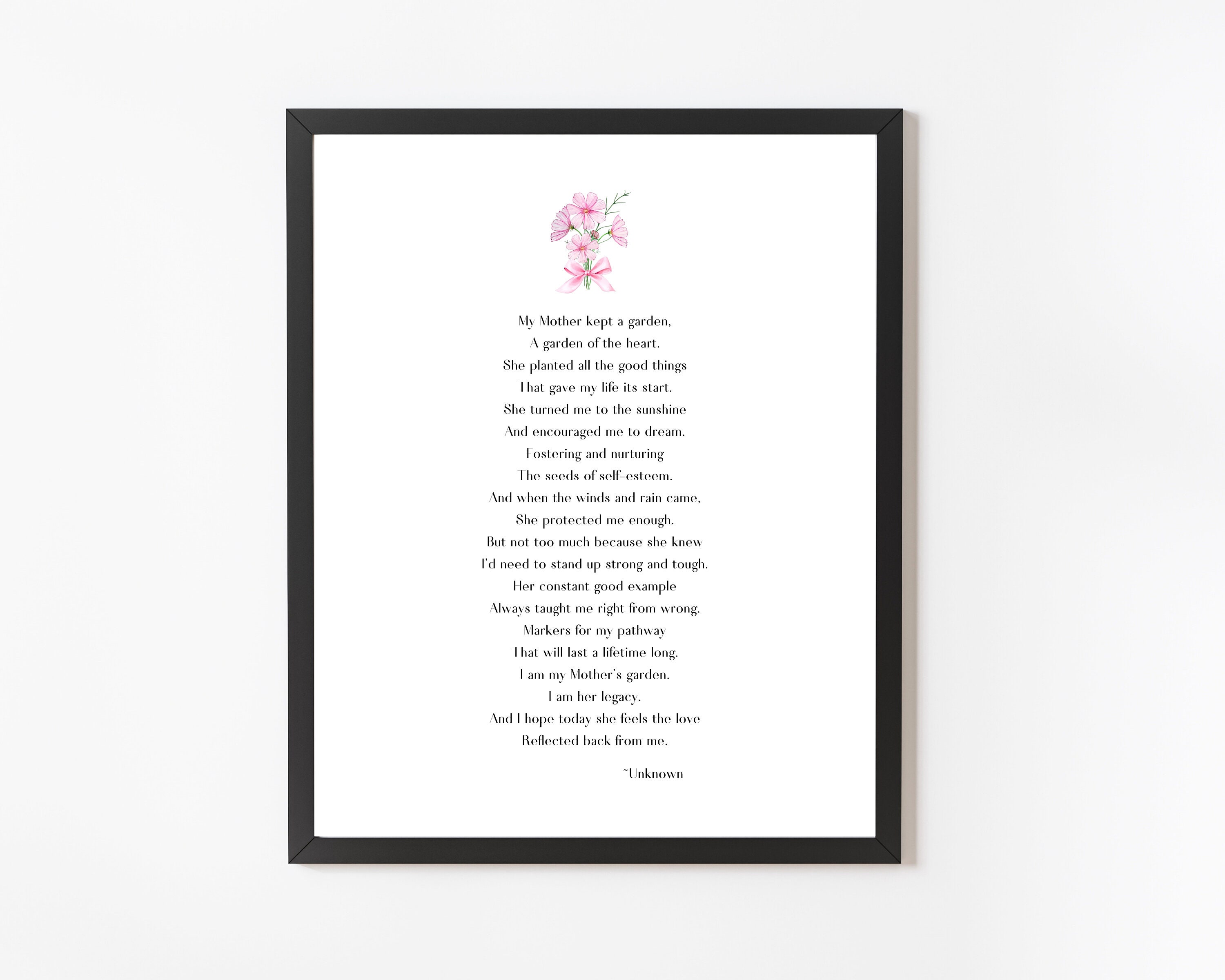 Mother's Day Poem W/ Birth Month Flower, October Cosmos, Flower & Poem ...
