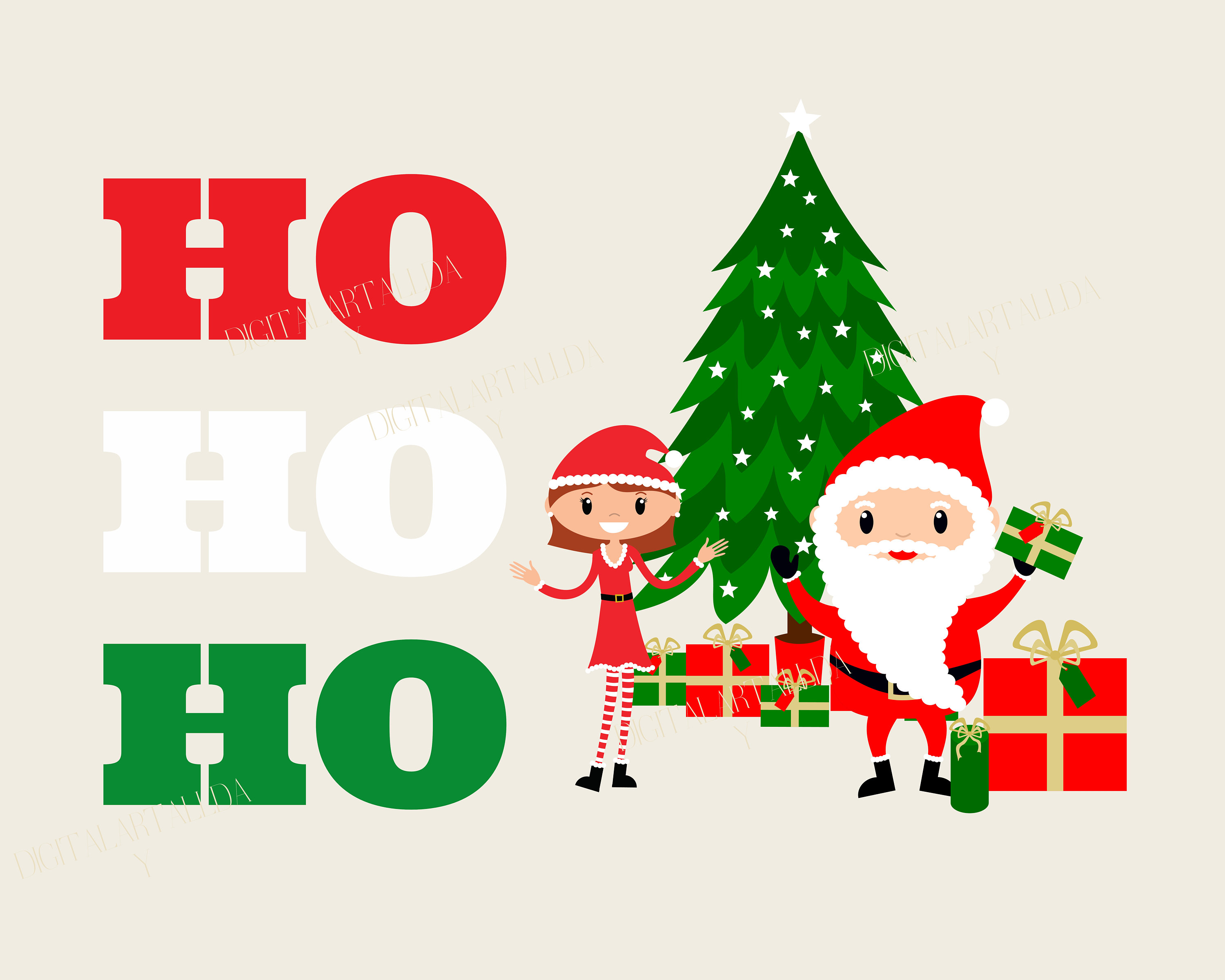 HO HO HO Christmas Printable Wall Art Digital Download Fun - Etsy