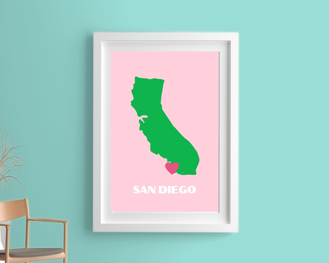 Preppy San Diego, California Print, Preppy Teen Decor, San Diego Wall ...