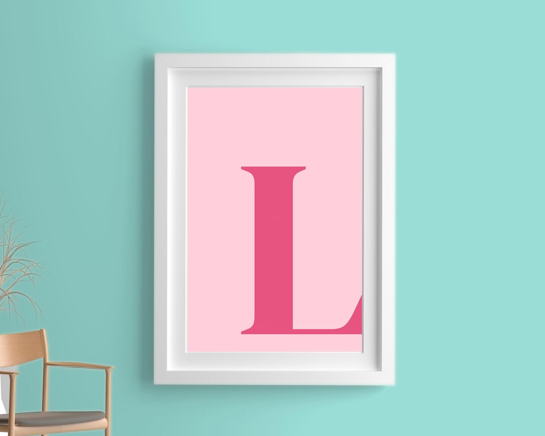 Pink Letter L, Preppy Teen Room, Preppy Wall Art, Monogram Printable ...