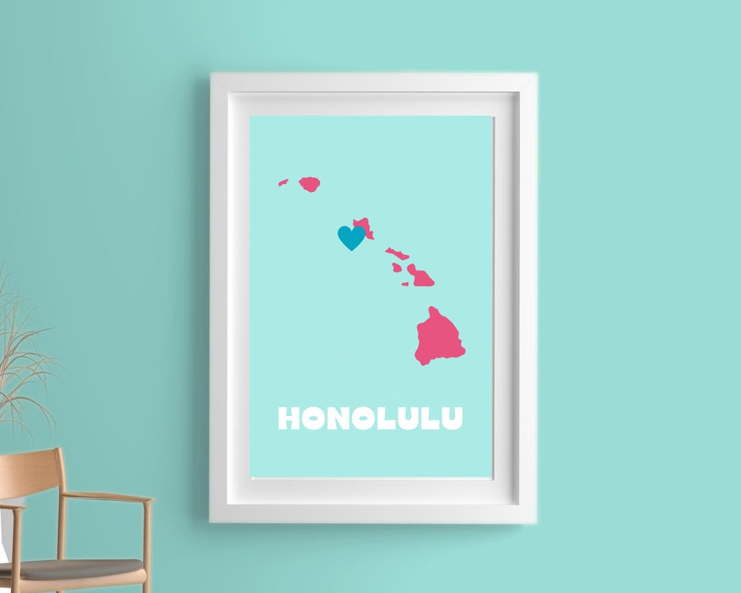 Preppy Hawaii Print, Preppy Teen Decor, Colorful Hawaii Wall Art, Beach ...