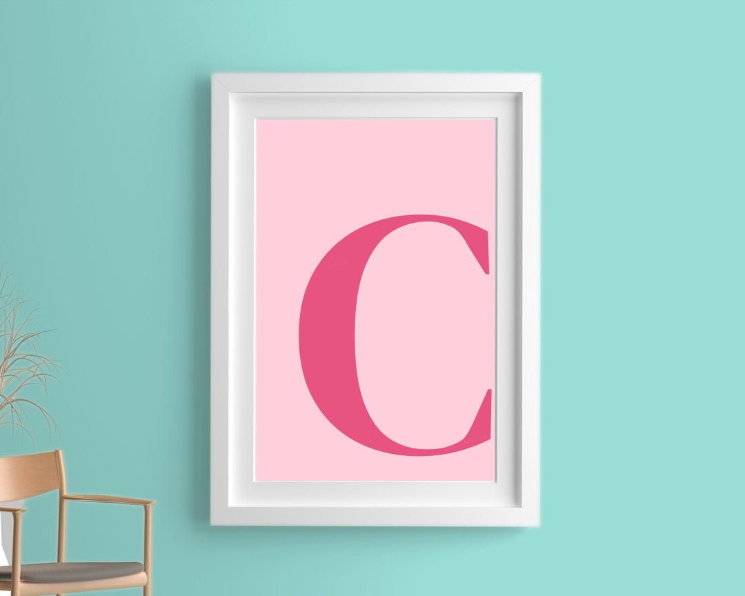 Pink Letter C, Preppy Teen Room, Preppy Wall Art, Monogram Printable ...