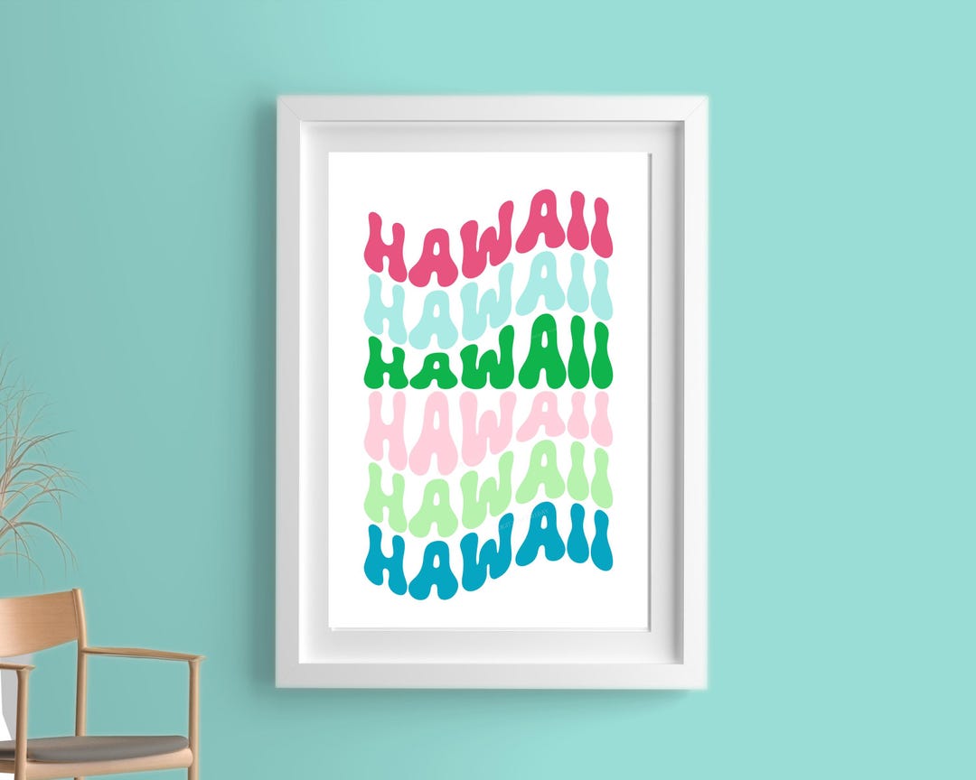 Preppy Hawaii Print, Preppy Teen Decor, Colorful Hawaii Wall Art, Beach ...