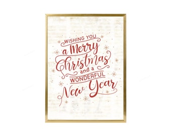Printable Christmas Card Merry Christmas Happy New Year - Etsy
