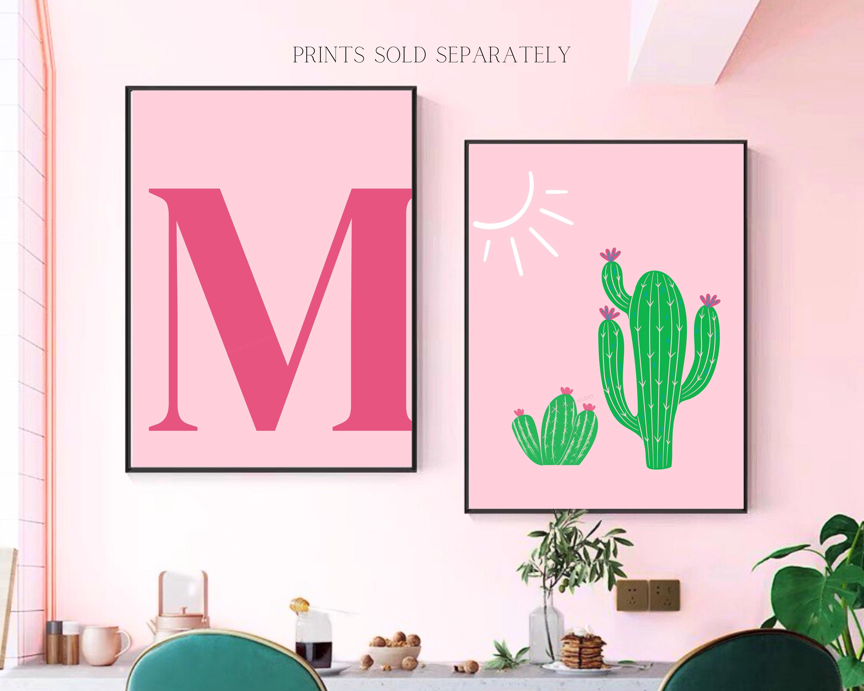 Pink Letter M, Preppy Teen Room, Preppy Wall Art, Monogram Printable ...