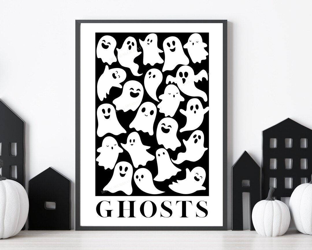 Modern Halloween Ghost Wall Art Minimal Ghost Art Halloween Ghost Decor ...