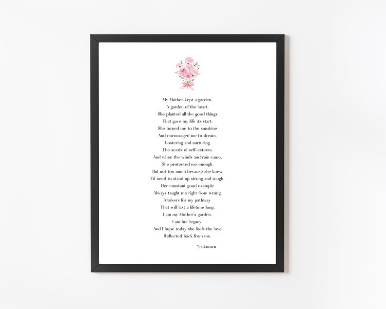 Mother's Day Poem W/ Birth Month Flower, January Carnation, Flower ...