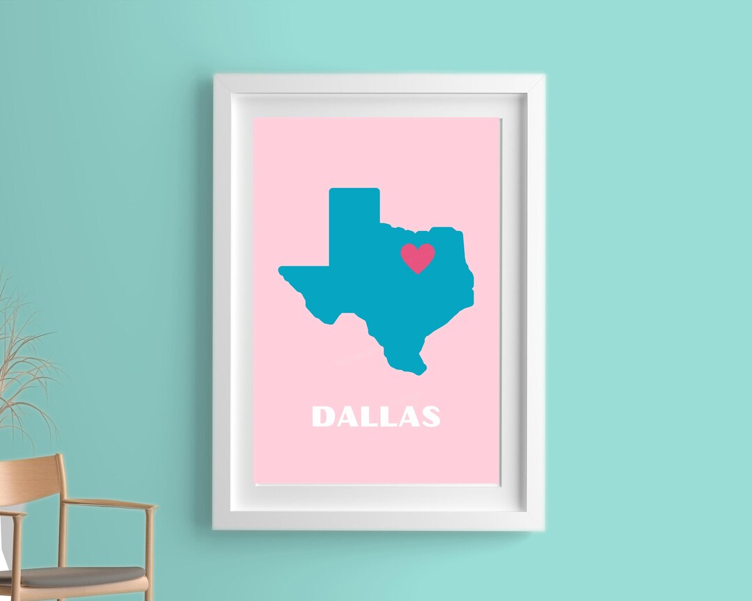 Preppy Dallas, Texas Print, Preppy Teen Decor, Texas Wall Art ...