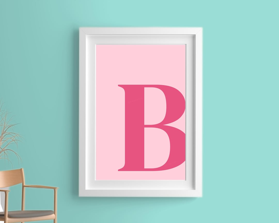 Pink Letter B, Preppy Teen Room, Preppy Wall Art, Monogram Printable ...