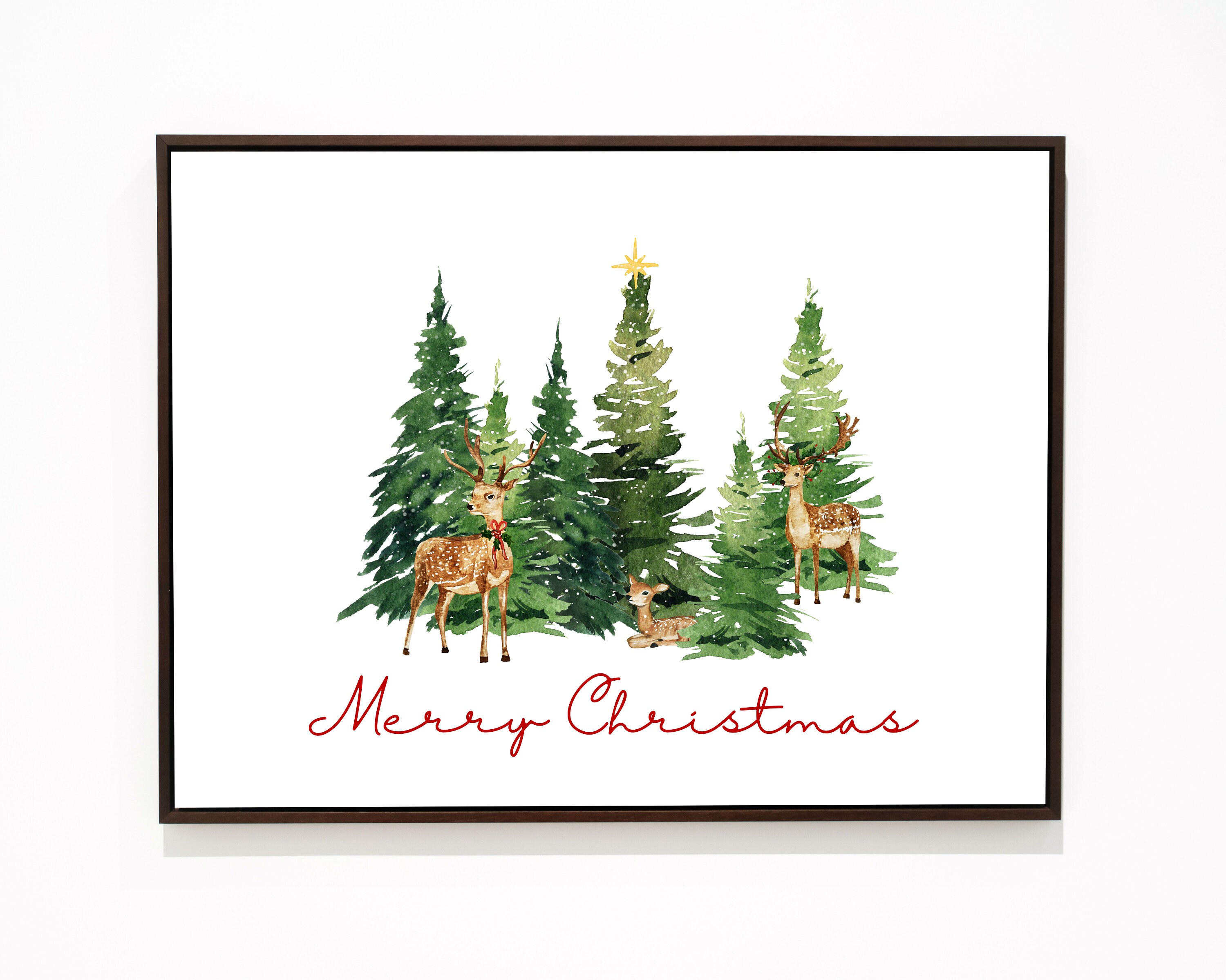 Christmas Snow Scene Print | Woodland Christmas | Merry Christmas Print ...