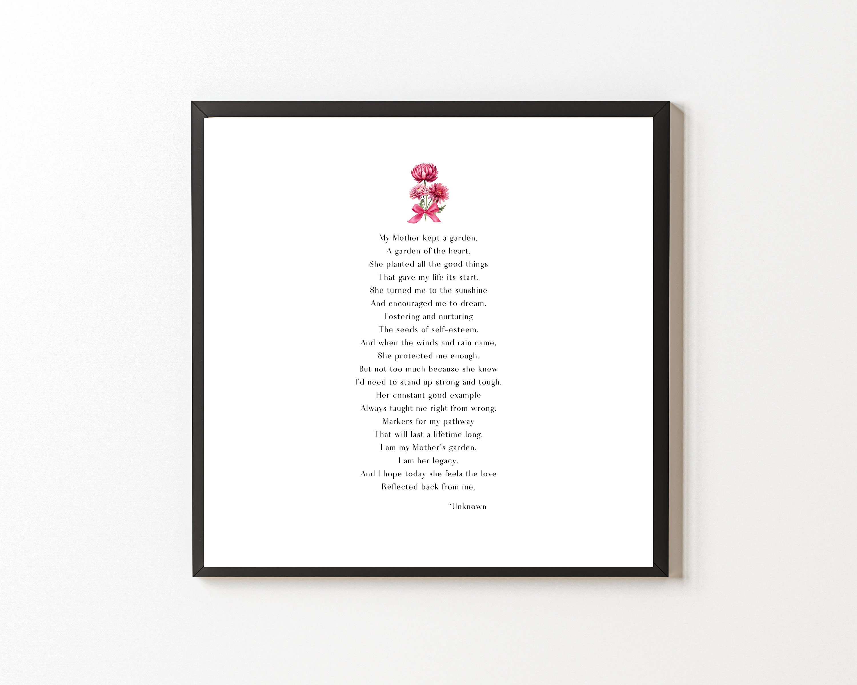 Mother's Day Poem W/ Birth Month Flower, November Chrysanthemum, Mum ...