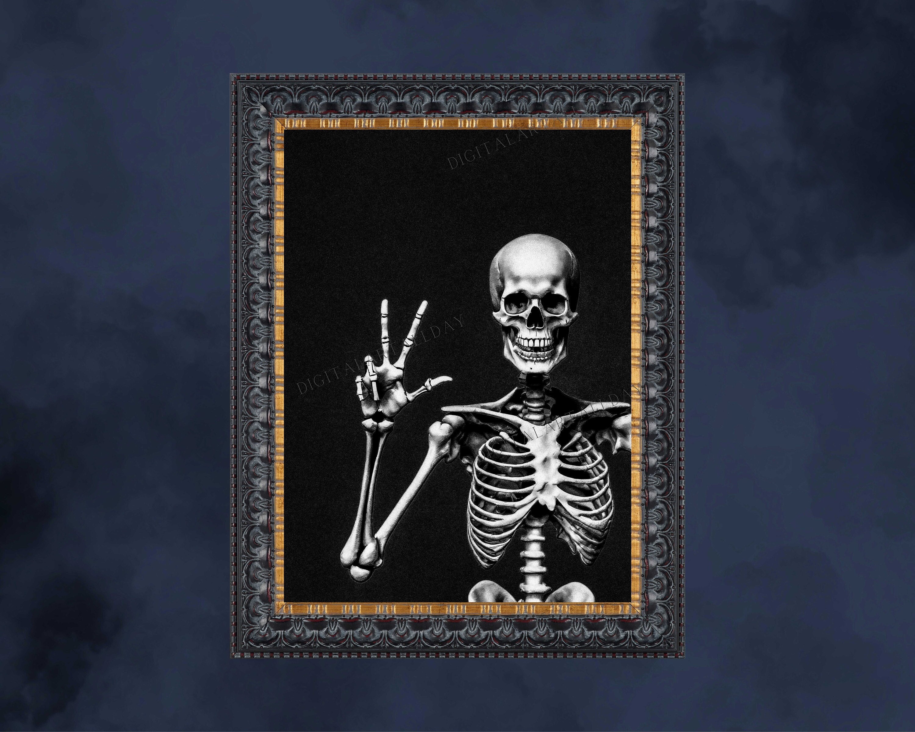 Skeleton Peace Sign Halloween Printable | Halloween Decor | Scary Wall ...