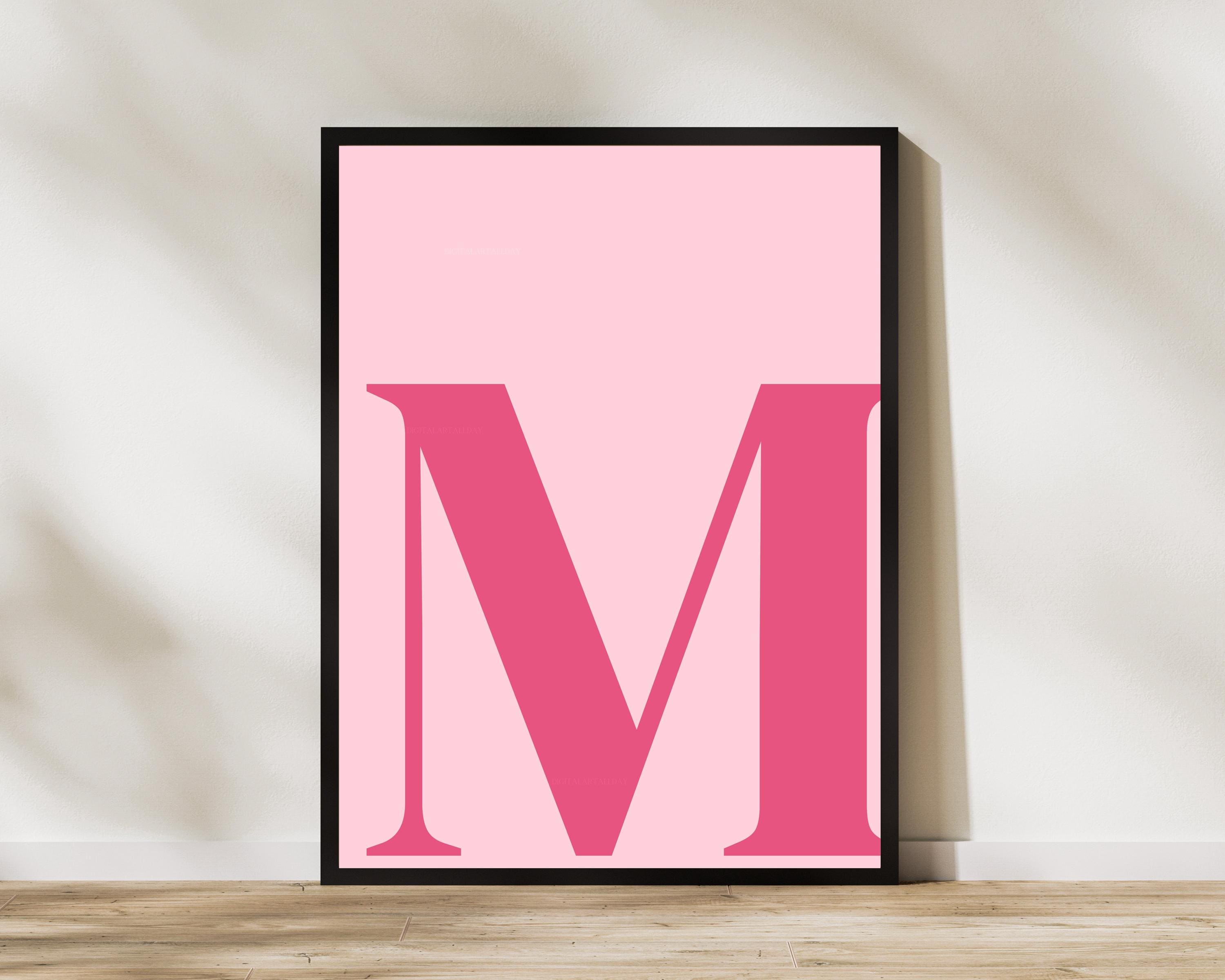 Pink Letter M, Preppy Teen Room, Preppy Wall Art, Monogram Printable ...