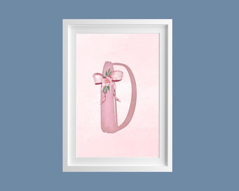 Pink Letter D Watercolor, Coquette Decor, Feminine Teen Art, Nursery ...