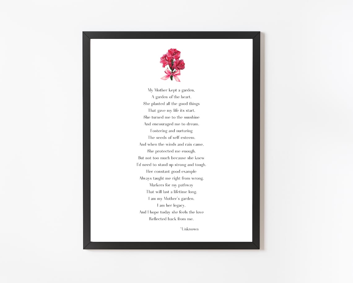 Mother's Day Poem W/ Birth Month Flower, August Gladiolus, Flower ...